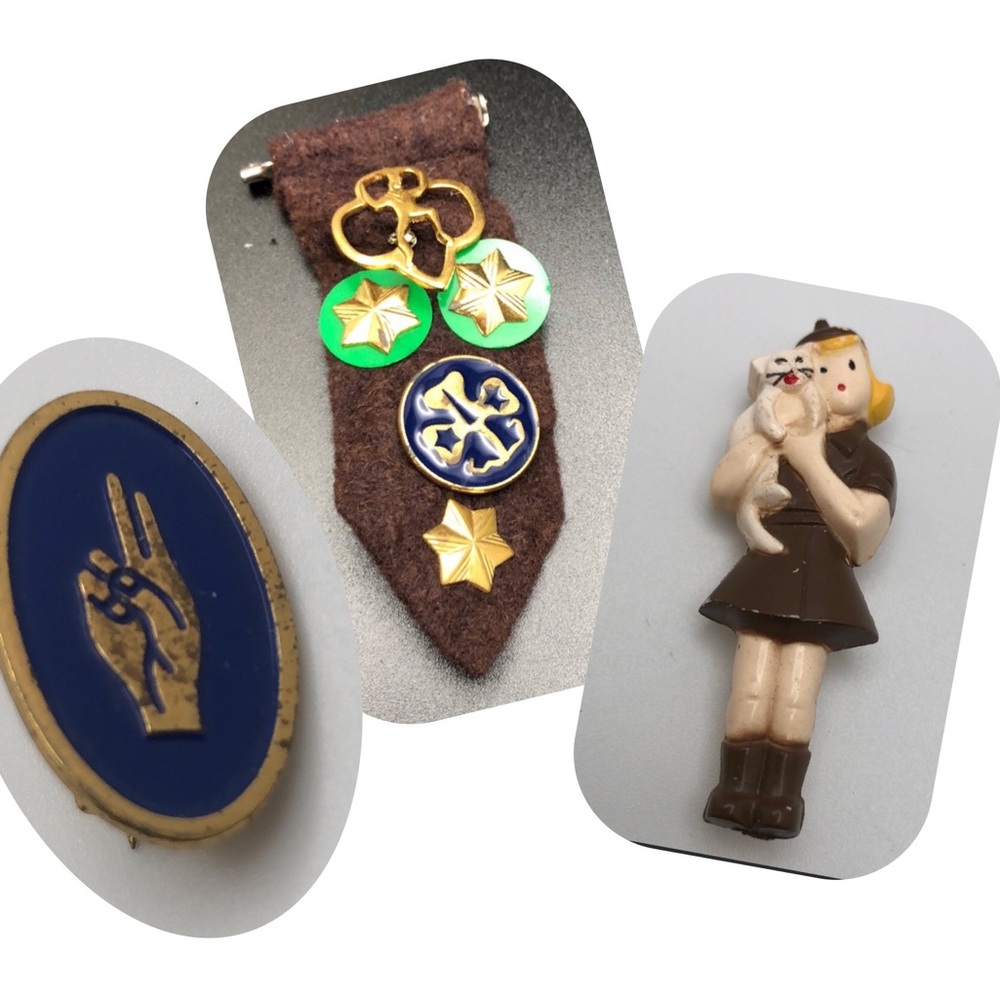 Vintage Girl Scout Pins Bundle Of 7 - Gem